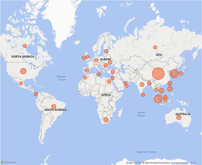 Global Inspections activity map - January 2022 | Rightship